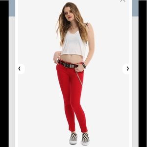 Hot Topic | Pants & Jumpsuits | Dickies Red Super Skinny Ankle Pants ...